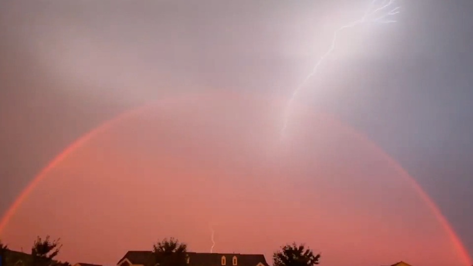 Video Shows Double Rainbow, Lightning During Stormy Sunset | WeatherBug