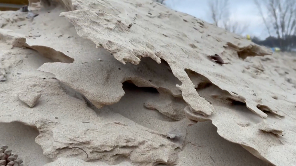 Frozen Sand Forms Caverns in Michigan | WeatherBug