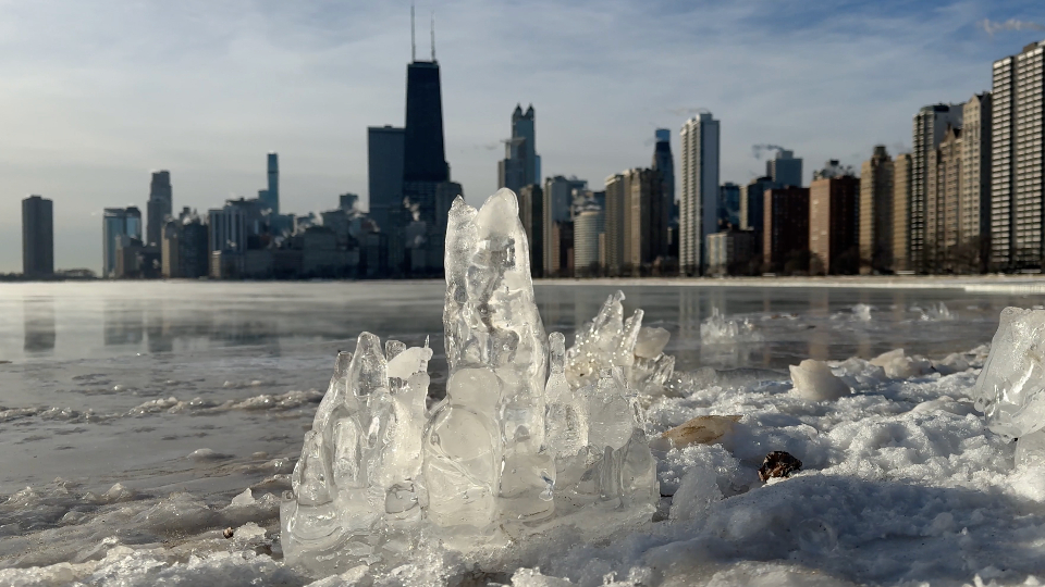 Cool Ice Effect Forms Mini Chicago Skyline | WeatherBug