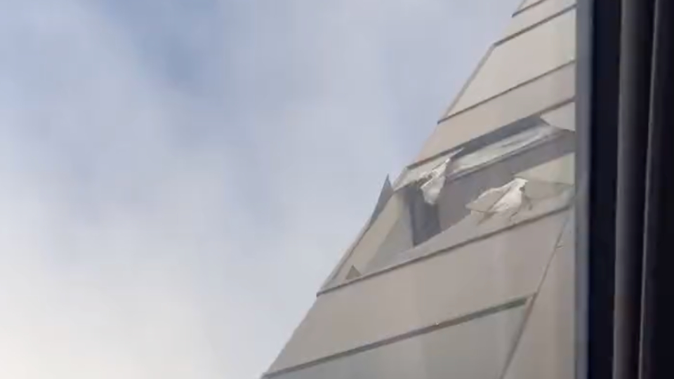 High Winds Damage Windows of High Rise | WeatherBug