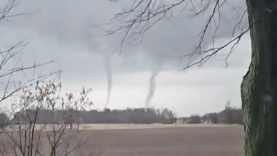 Two Funnel Clouds Combine Into One Tornado | WeatherBug