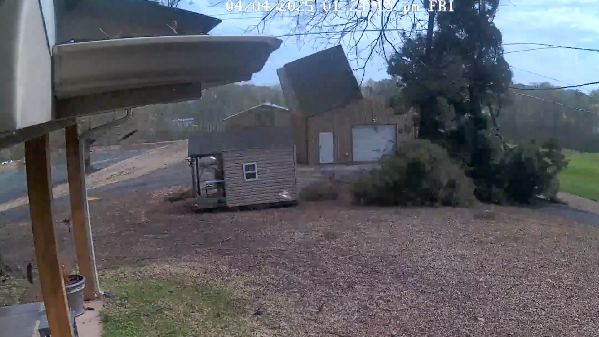 Powerful Wind Tears Roof From Shed | WeatherBug