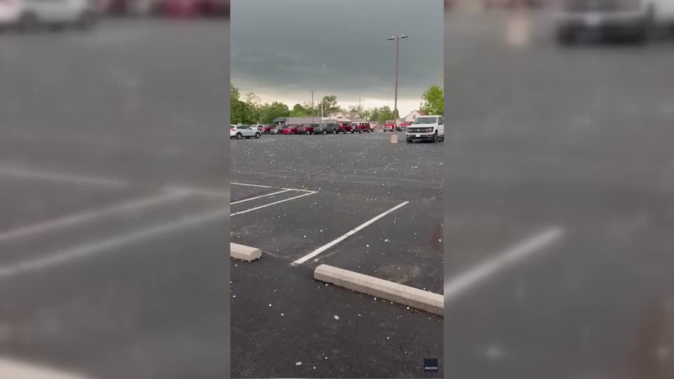 Exploding Hail Falls into Parking lot | WeatherBug